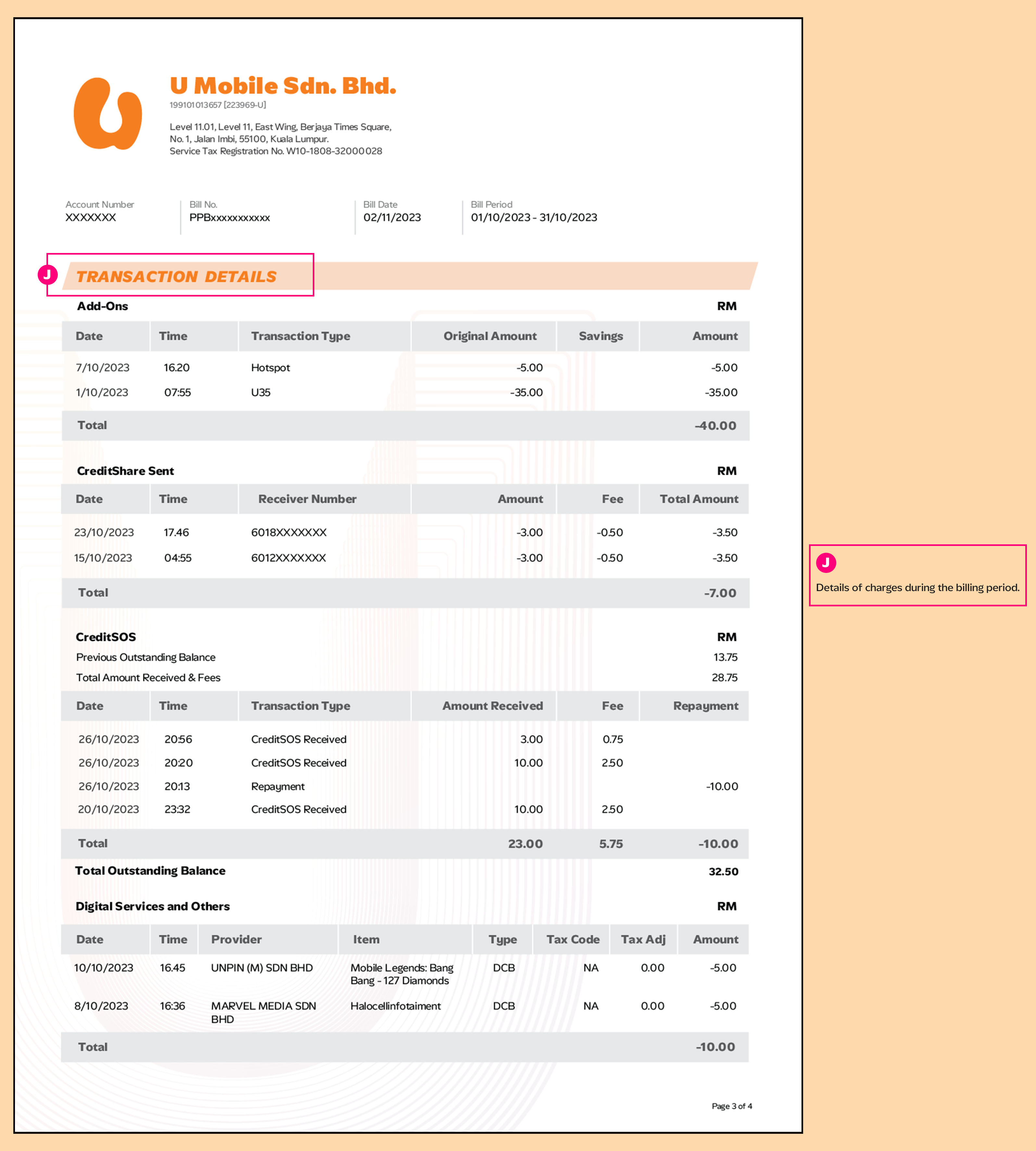 Understand Your Bill Statement | Support | U Mobile